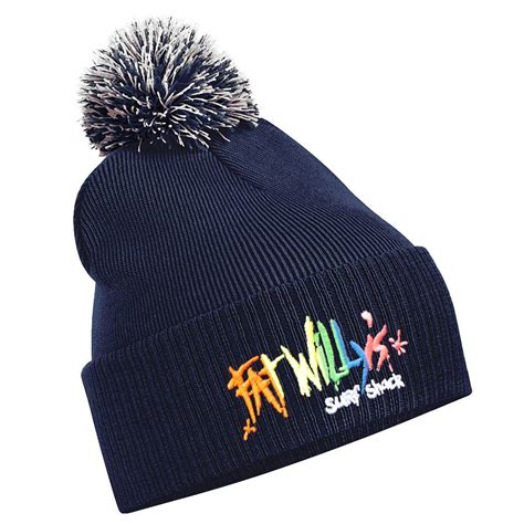 Fat Willys Navy Adult Bobble Hat Fat Willys Cornwall