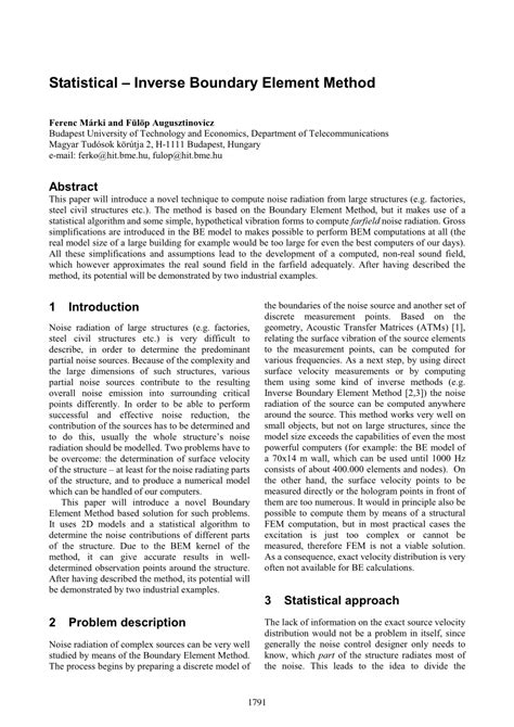 Pdf Statistical Inverse Boundary Element Method