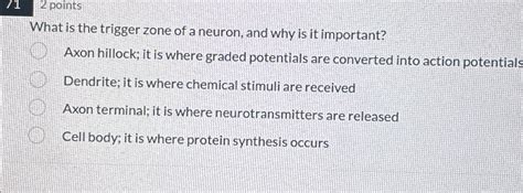 Solved 2 ﻿pointswhat Is The Trigger Zone Of A Neuron And