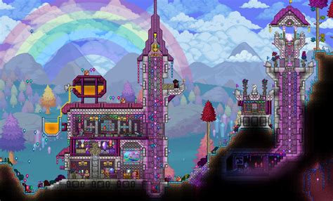 An Image Of A Castle In The Sky With Rainbows And Clouds Behind It On A Computer Screen