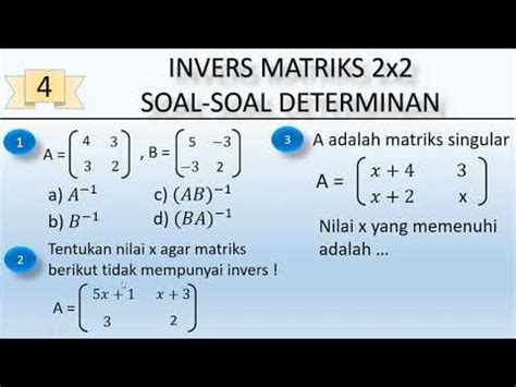 Invers Matriks X Determinan Matriks Singular Youtube
