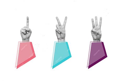 Premium Photo Set Of 3d Hands In Sleeves Showing Gestures Counting One Two Three Numbers