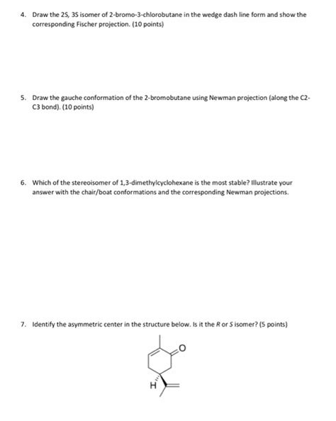 Solved Draw The S S Isomer Of Bromo Chlorobutane Chegg