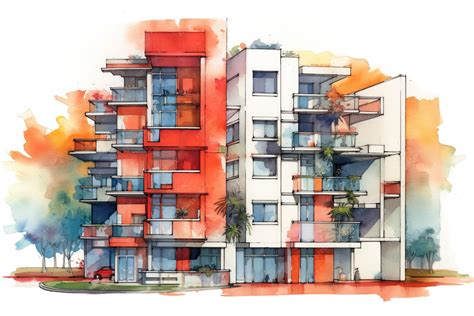 Premium Photo Vibrant Color Sketch Showcases Modern Residential