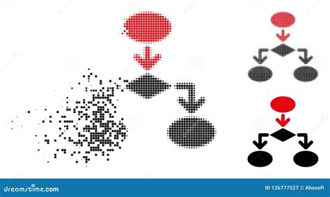Broken Pixel Halftone Flowchart Icon Stock Vector Illustration Of