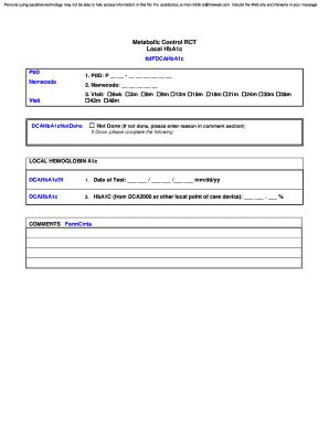 Fillable Online Hemoglobin A1c Form Fax Email Print PdfFiller