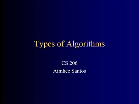 Types Of Algorithms Pptx