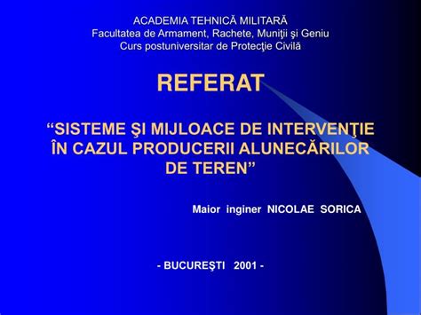 PPT REFERAT SISTEME ŞI MIJLOACE DE INTERVENŢIE ÎN CAZUL PRODUCERII
