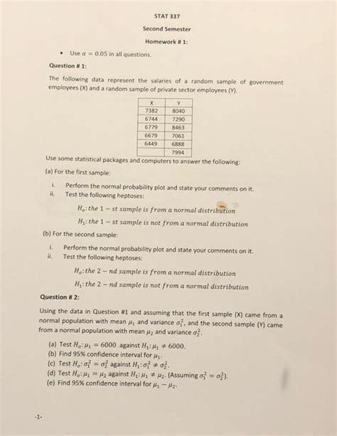 Solved Stat 337 Second Semester Homework 1 • Use A 005