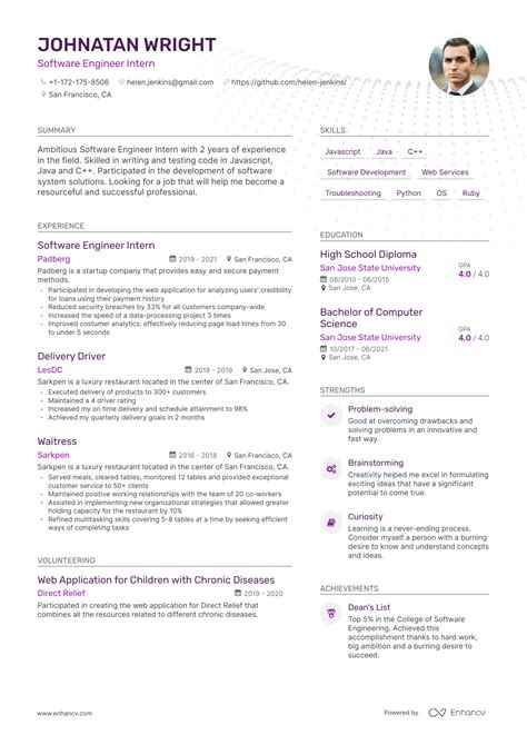 5 Software Engineer Intern Resume Examples Guide For 2023