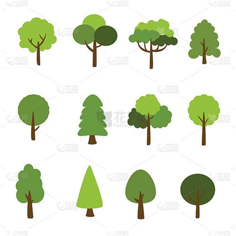 树的集合。树设置孤立的白色背景。矢量插图。图片白色背景图片素材 花瓣网