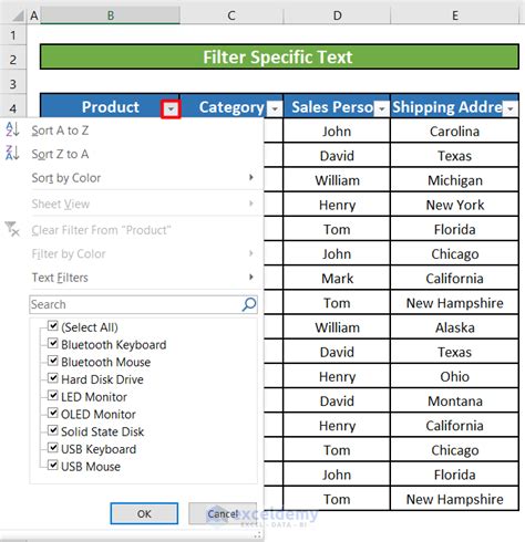 How To Use Text Filter In Excel 5 Methods Exceldemy