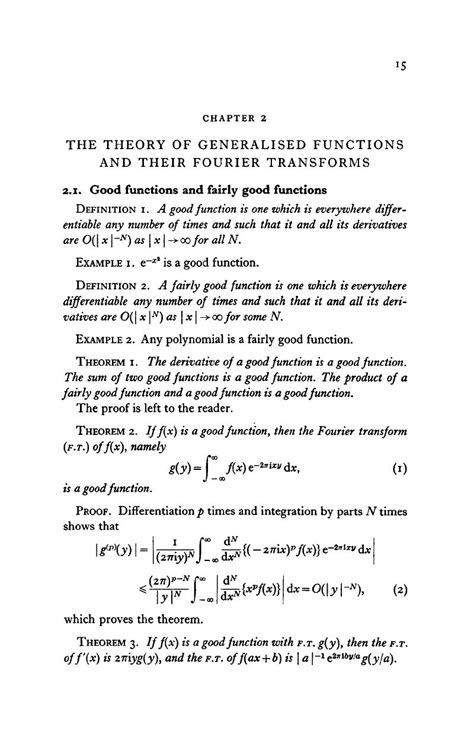 The Theory Of Generalised Functions And Their Fourier Transforms Chapter 2 An Introduction