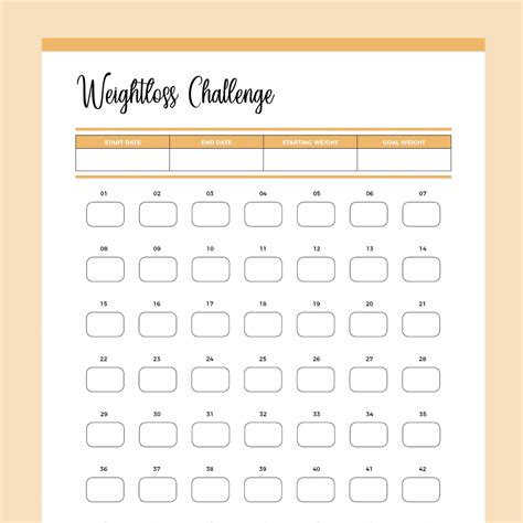 7 Week Weightloss Challenge A4 And Us Letter Sizes Instant Download