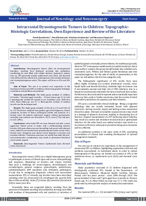 Pdf Dermoid Cyst Of The Parotid Gland First Pediatric Case