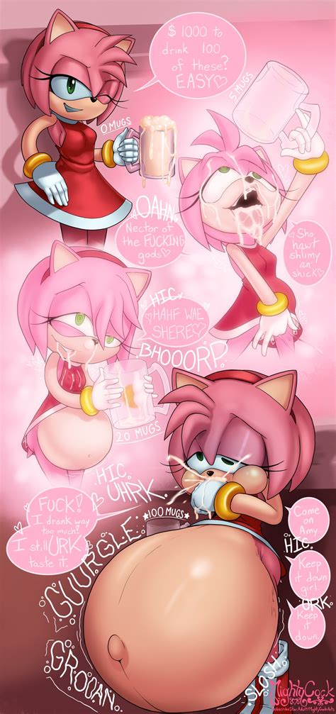 rule 34 1girls amy rose anthro belly big belly bodily fluids breasts