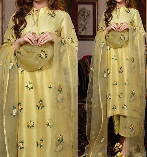 Silk Heavy Embroidered Dress With Embroidered Organza Dupatta