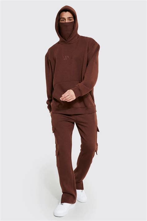 Oversized Man Snood Cargo Tracksuit Boohoo