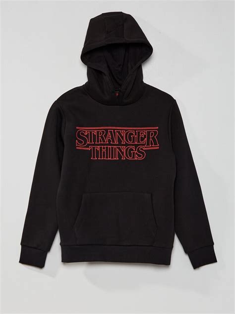 Sweat à capuche Stranger Things noir Kiabi