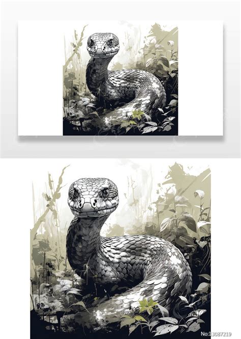 丛林里的蟒蛇插画图片 动物插画 编号13087219 红动中国