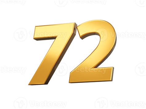 Gold number 72 Seventy two shiny 3d number made of gold 3d illustration ...