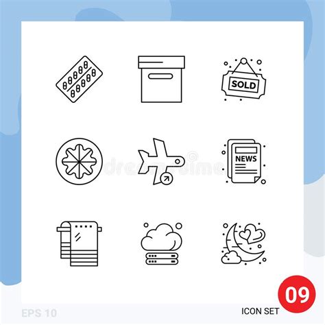 Stock Vector Icon Pack Of 9 Line Signs And Symbols For Off Vitamin