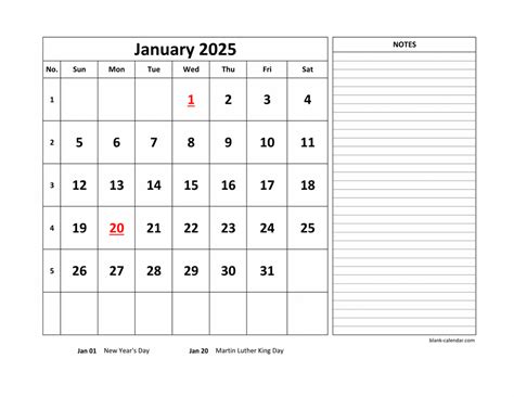 2025 Printable Monthly Calendar With Notes Free Unbelievable Jack A