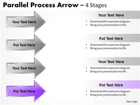 Parallel Process Arrow 4 Stages 10 Powerpoint Templates Download