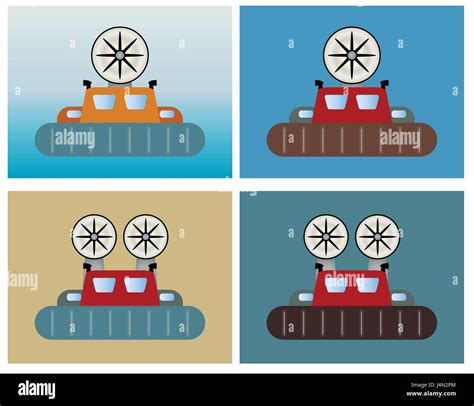 Simple Passenger Hovercraft On Sea Background Vector Illustration Stock