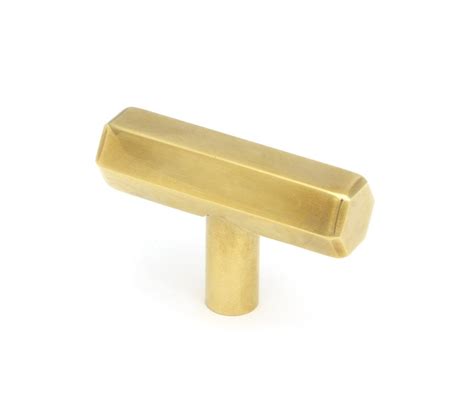 From The Anvil Kahlo T Bar Cabinet Knobs Aged Brass Cabinet