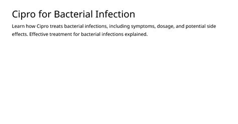 Cipro For Bacterial Infection Meds Is