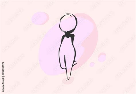 Cute Romantic Curvy Girl Silhouette Logo Chubby Cute Woman In Flirting