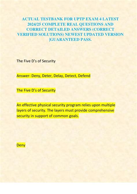 Actual Testbank For Uptp Exam 4 Latest 2024 25 Complete Real Questions