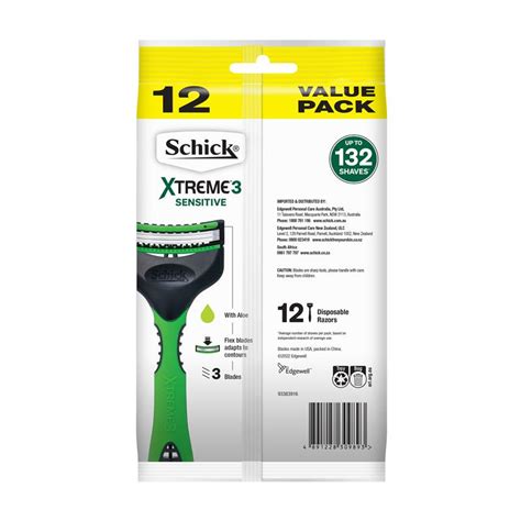Buy Schick Xtreme 3 Sensitive Mens Disposable Razors 12 Value Pack