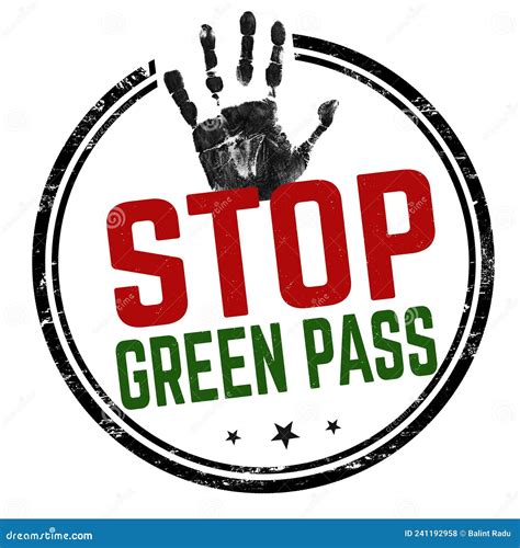 Stop Green Pass Grunge Rubber Stamp Stock Vector Illustration Of Hand