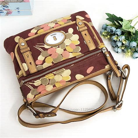 Сумка кроссбоди Fossil текстиль натуральная кожа 560 грн купить Днепропетровская область