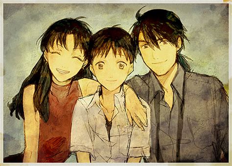 Ikari Shinji Katsuragi Misato And Kaji Ryouji Neon Genesis