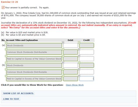 Exercise 11 21 Your Answer Is Partially Correct Try Chegg