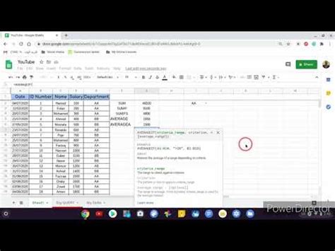 Google Sheets Average Averagea Averageif Averageifs YouTube
