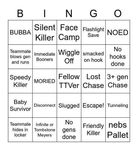 Dbd Bingo Card