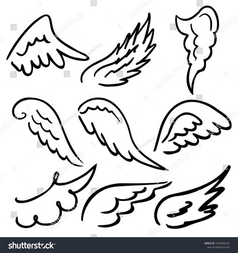 Wings Collection Vector Illustration Set Angel Stock Vector Royalty