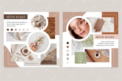플랫 무드 보드 템플릿 디자인 무료 벡터