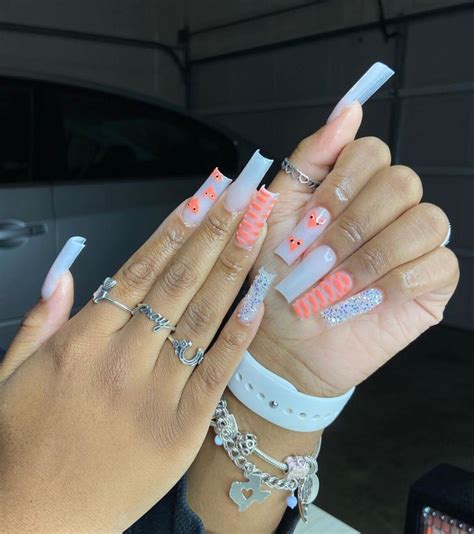 Pin By Jessina On Nails Peach Acrylic Nails Pink Acrylic Nails Long Acrylic Nails