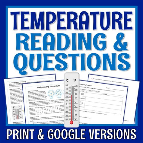 Temperature Reading And Worksheet Flying Colors Science