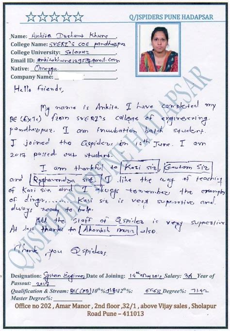 Congratulations Ankitakhune Qspiders Pune Hadapsar Facebook