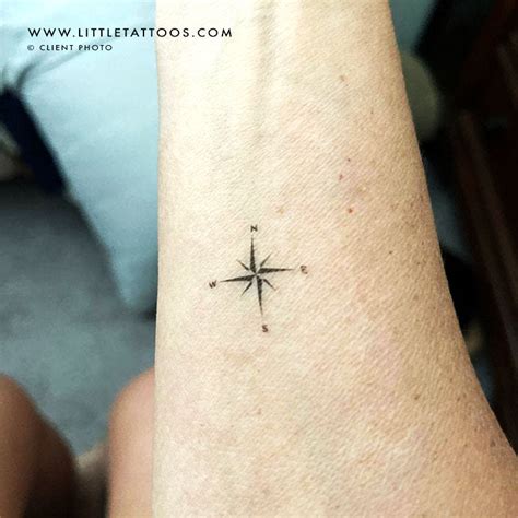 Simple Compass Tattoo Wrist Compass Rose Temporary Tattoo Etsy