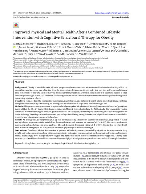 Pdf Improved Physical And Mental Health After A Combined Lifestyle Intervention With Cognitive