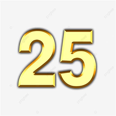 Number 25 Golden Font PNG