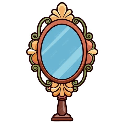 Vintage Mirror Clip Art Vector Design With A White Background Premium