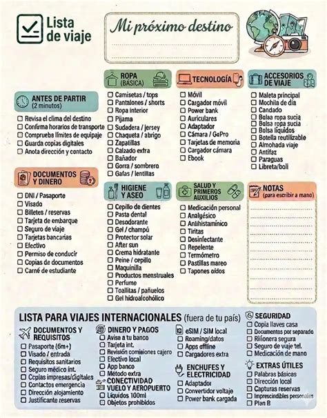 Lista De Viaje Para Imprimir Checklist Pdf Gratis 2026
